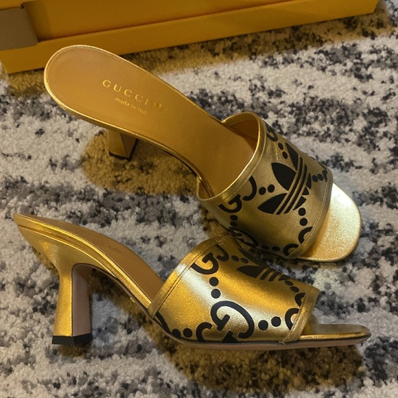 Gucci | Shoes | Gucci X Adidas Nappa Silk Leather Slide Sandal | Poshmark